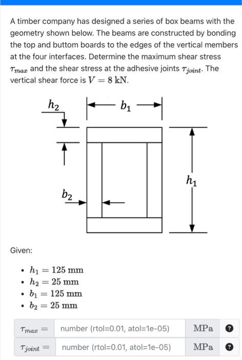 Solved A timber company has designed a series of box beams | Chegg.com