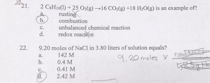 Solved (b. 2 C8H18(1) + 25 O2(g) →16 CO2(g) +18 H2O(g) is an | Chegg.com