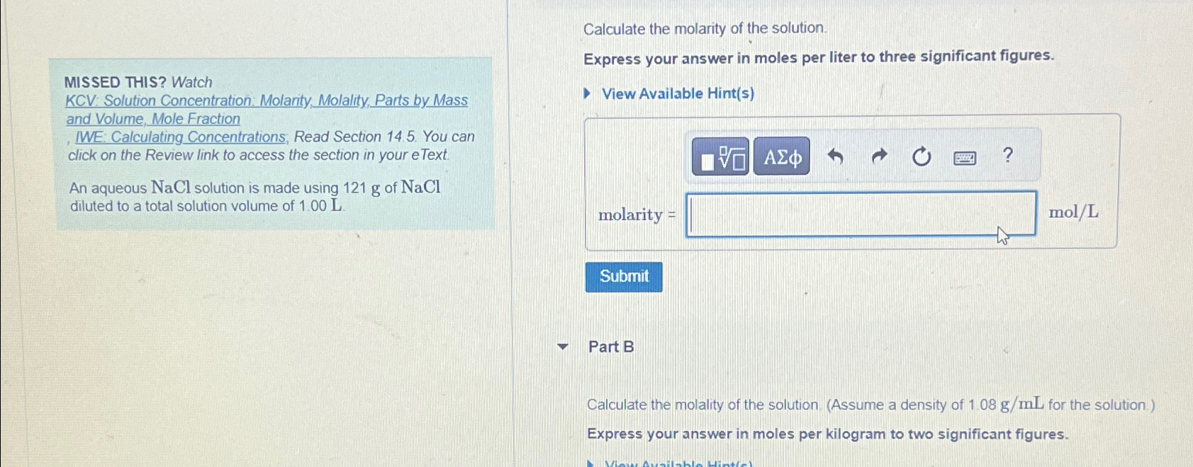 Solved Calculate the molarity of the solution.An aqueous | Chegg.com