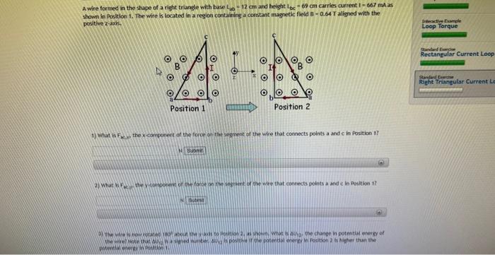 A wire formed in the shape of a right triangle with | Chegg.com