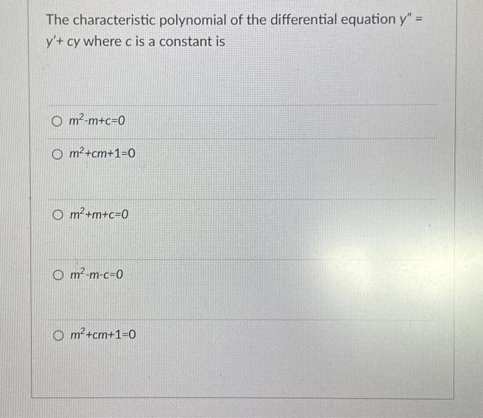 The characteristic polynomial of the differential | Chegg.com