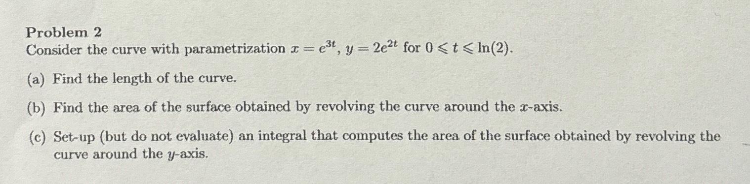 Solved Problem 2Consider the curve with parametrization | Chegg.com