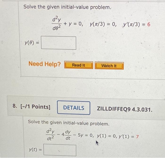 Solved Solve The Given Initial Value Problem 8914