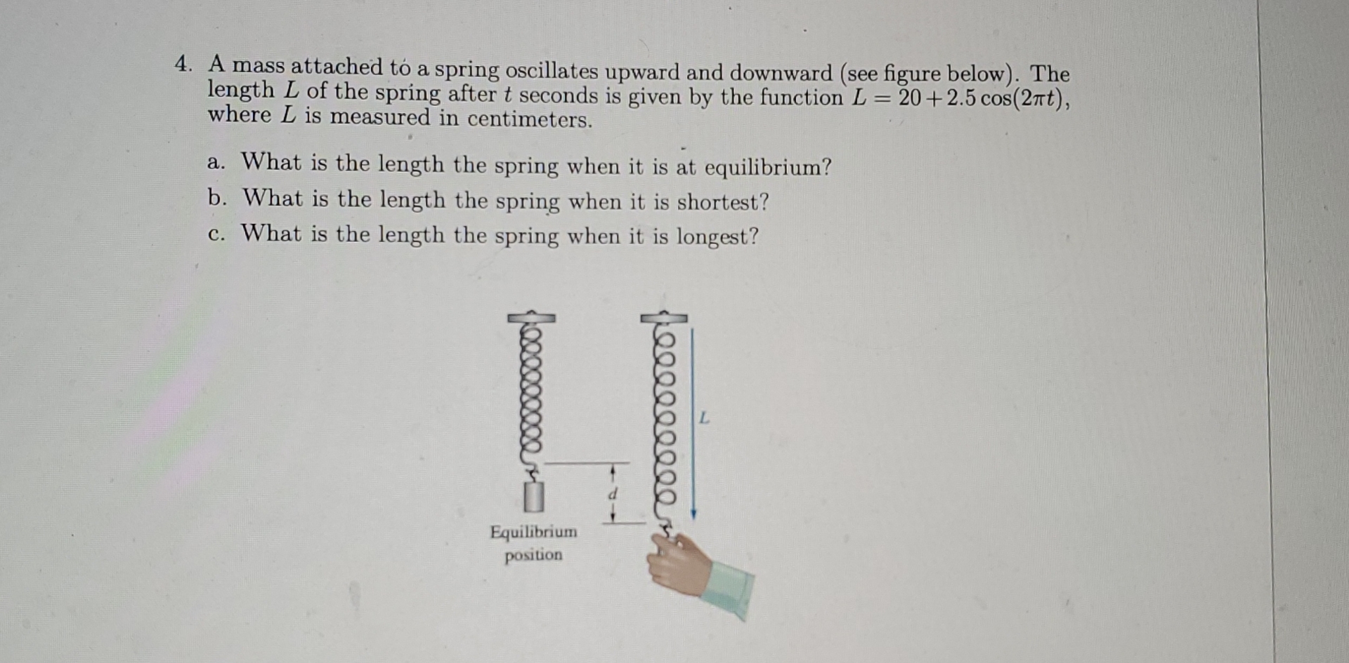 Solved A mass attached to a spring oscillates upward and | Chegg.com