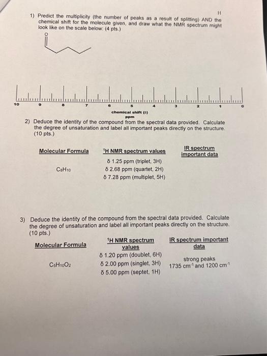 Solved 1) Predict the multiplicity (the number of peaks as a | Chegg.com
