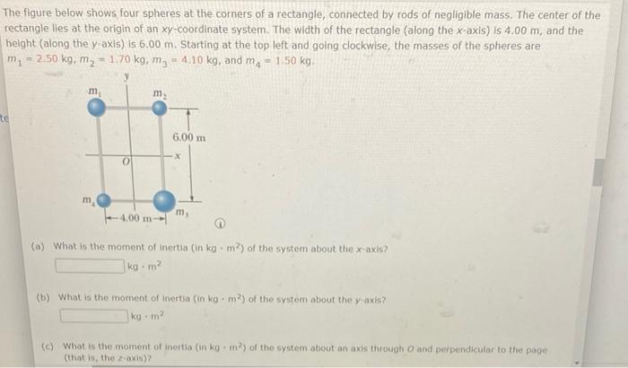 Solved The figure below shows four spheres at the corners of | Chegg.com