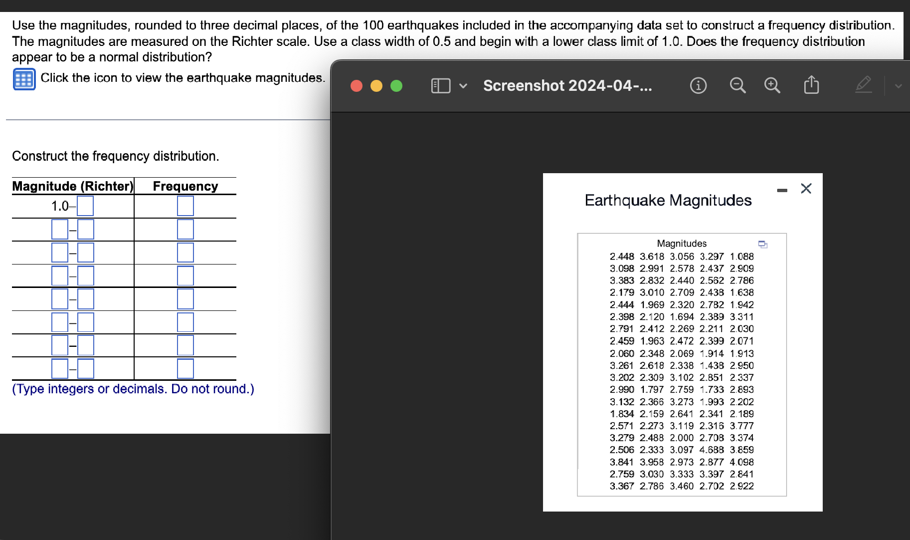 Solved Use the magnitudes, rounded to three decimal places, | Chegg.com