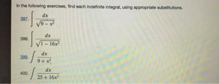 Solved In The Following Exercises Find Each Indefinite