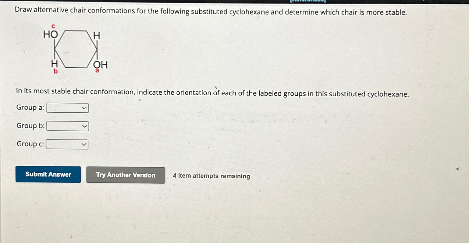 Solved Draw alternative chair conformations for the | Chegg.com