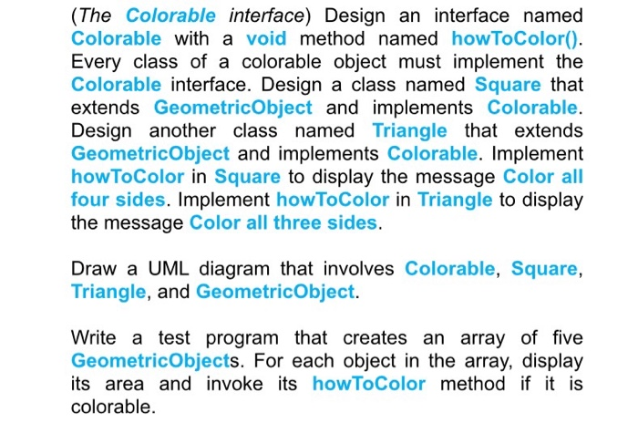 Solved The Colorable Interface Design An Interface Named