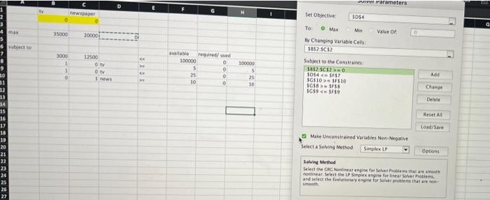 Solved please answer using solver in excel in my attempt | Chegg.com