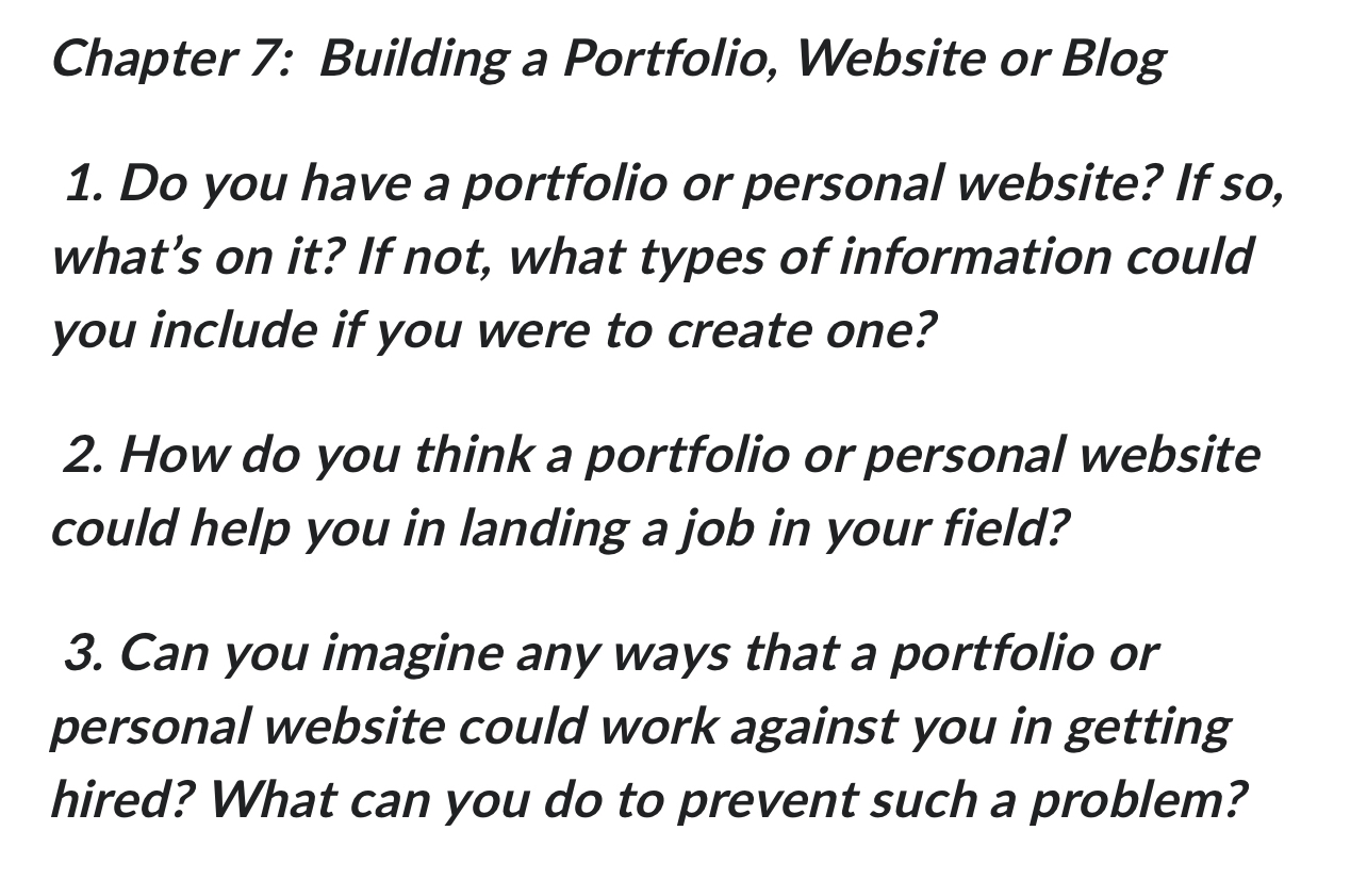 Solved Chapter 7: Building a Portfolio, Website or BlogDo | Chegg.com