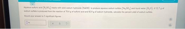 Solved Aqueous culturi, acid (H,80.) reacts with sold sodium | Chegg.com
