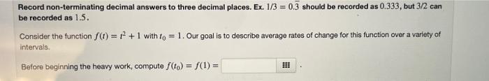 Solved Record non-terminating decimal answers to three | Chegg.com