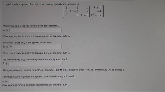 Solved (1 p0 Consider a system of equations whose augmented | Chegg.com