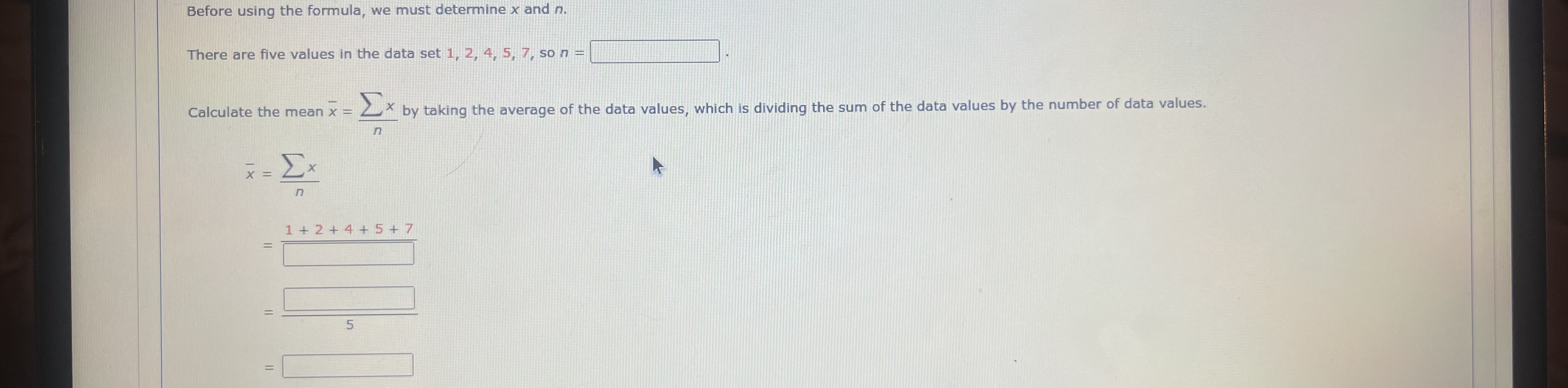 Solved Before using the formula, we must determine x ﻿and | Chegg.com