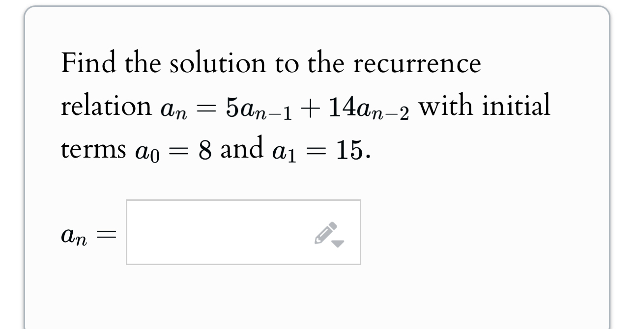 Solved Find the solution to the recurrence relation | Chegg.com