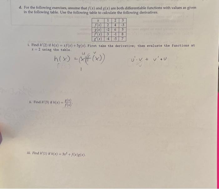 Solved d. For the following exercises, assume that f(x) and | Chegg.com