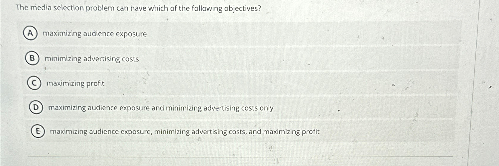 Solved The media selection problem can have which of the | Chegg.com
