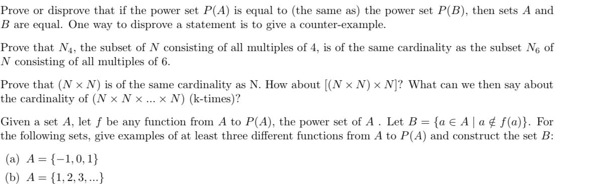 Solved Prove or disprove that if the power set P(A) ﻿is | Chegg.com