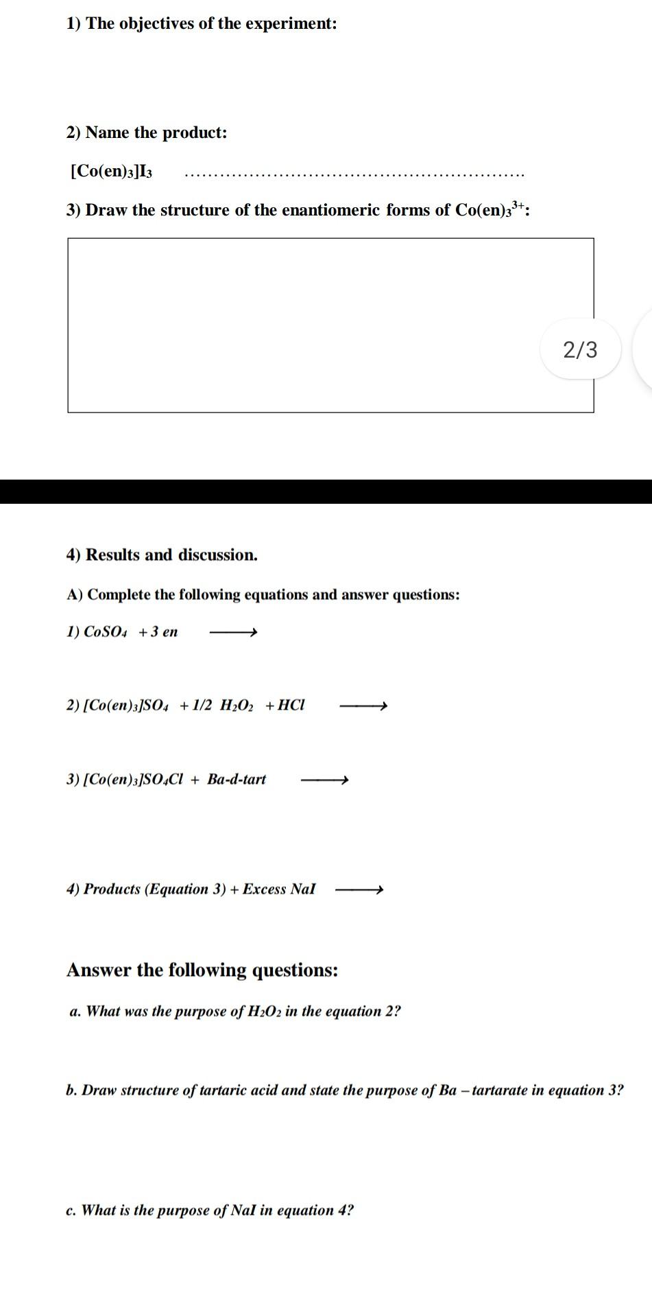 Solved 1) The objectives of the experiment: 2) Name the | Chegg.com