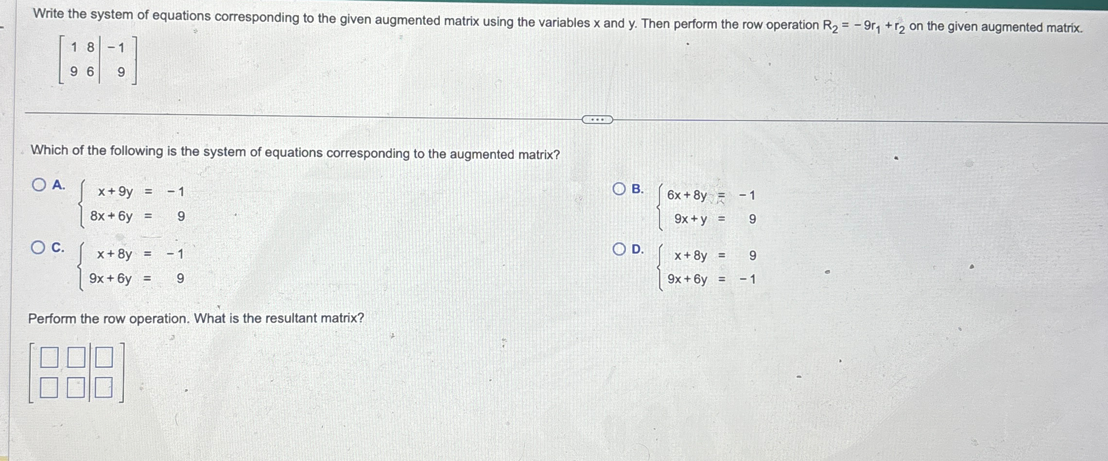 Solved Write the system of equations corresponding to the | Chegg.com