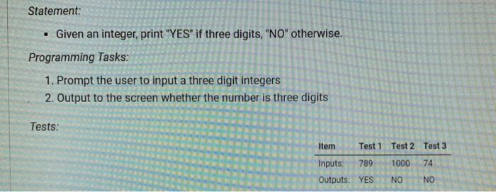 Solved Statement Given An Integer Print Yes If Three 0141