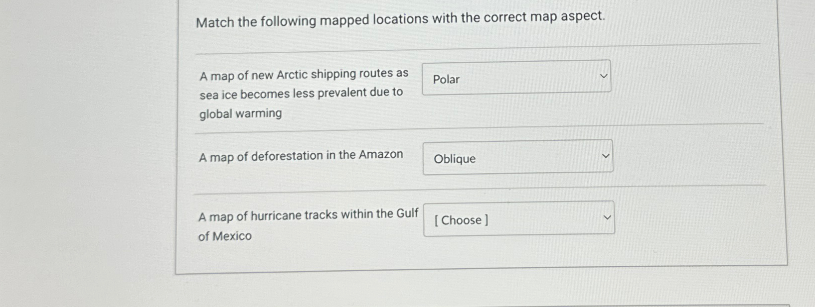 Solved Match the following mapped locations with the correct | Chegg.com