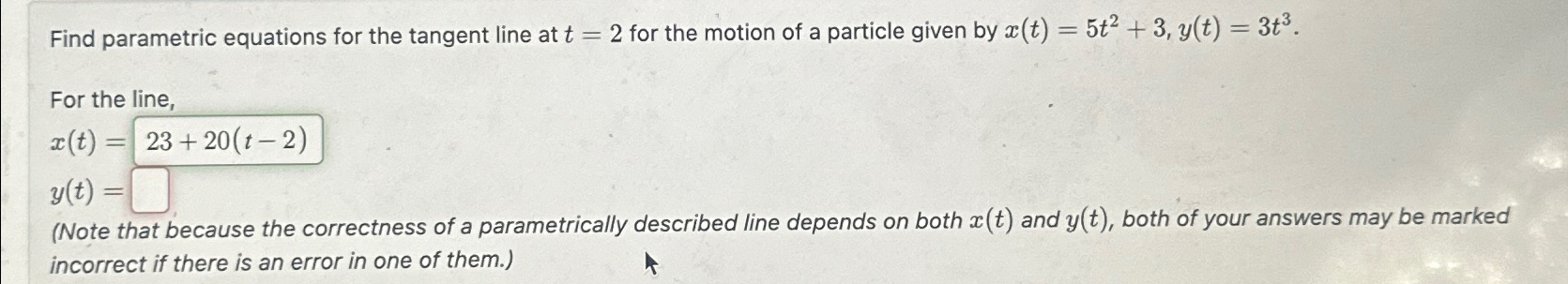 Solved Find parametric equations for the tangent line at t=2 | Chegg.com
