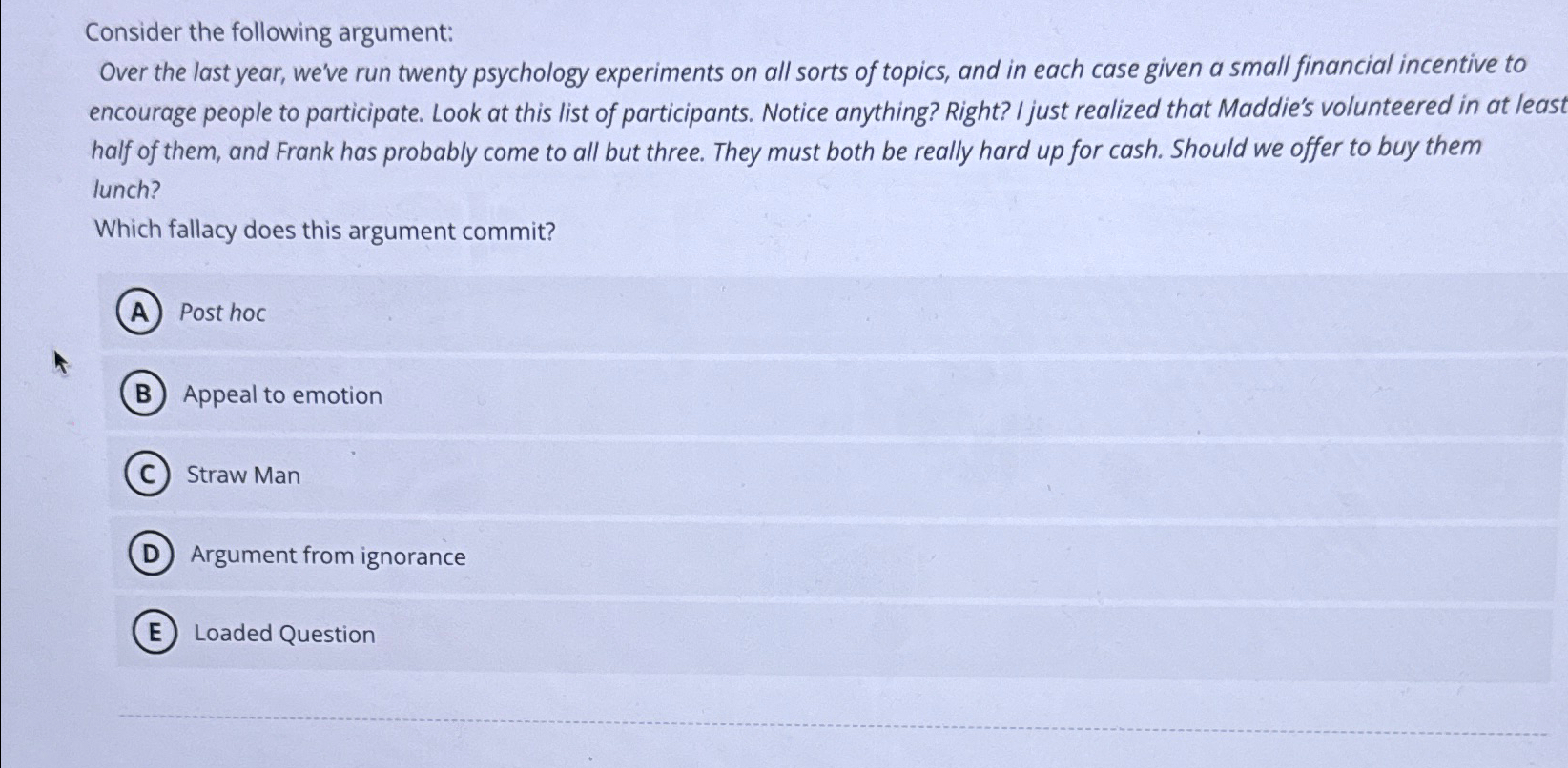 Solved Consider the following argument:Over the last year, | Chegg.com
