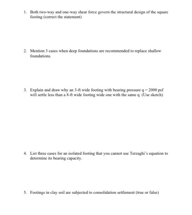 Solved 1. Both two-way and one-way shear force govern the | Chegg.com