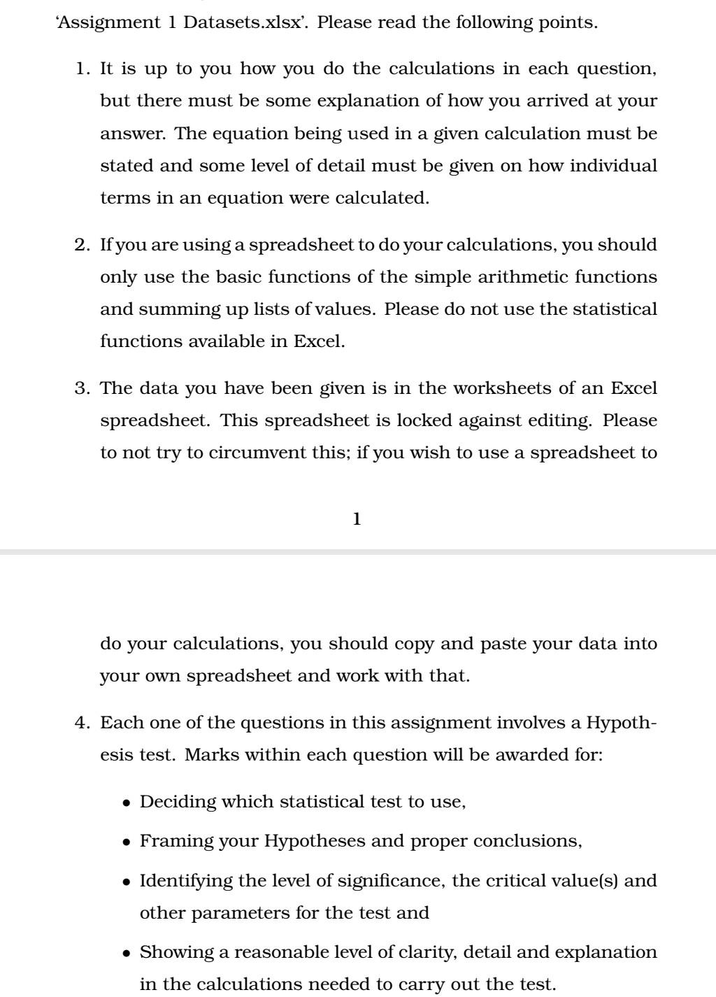 Solved ‘Assignment 1 Datasets.xlsx?. Please read the | Chegg.com