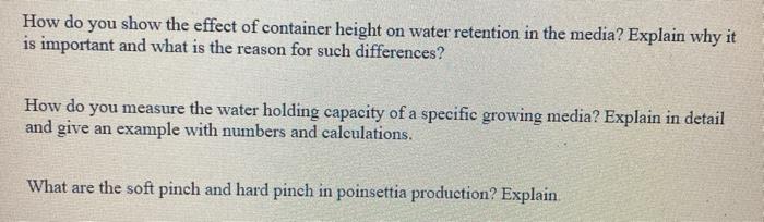 Solved How do you show the effect of container height on | Chegg.com