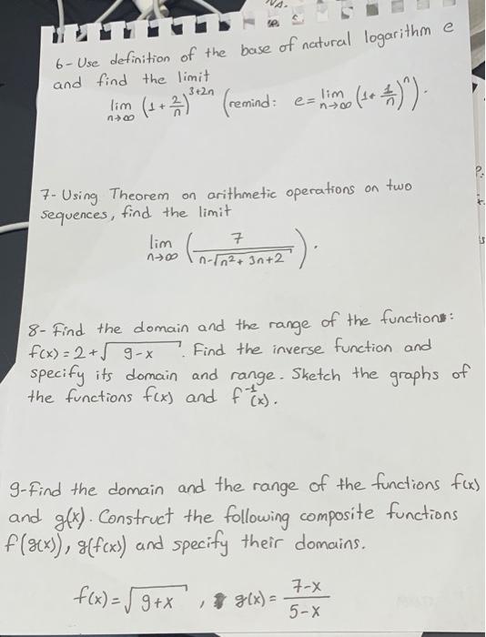 Solved 6-Use definition of the base of natural logarithm e | Chegg.com