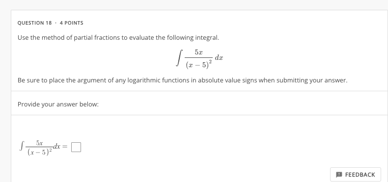 Solved QUESTION 18*4 ﻿POINTSUse the method of partial | Chegg.com