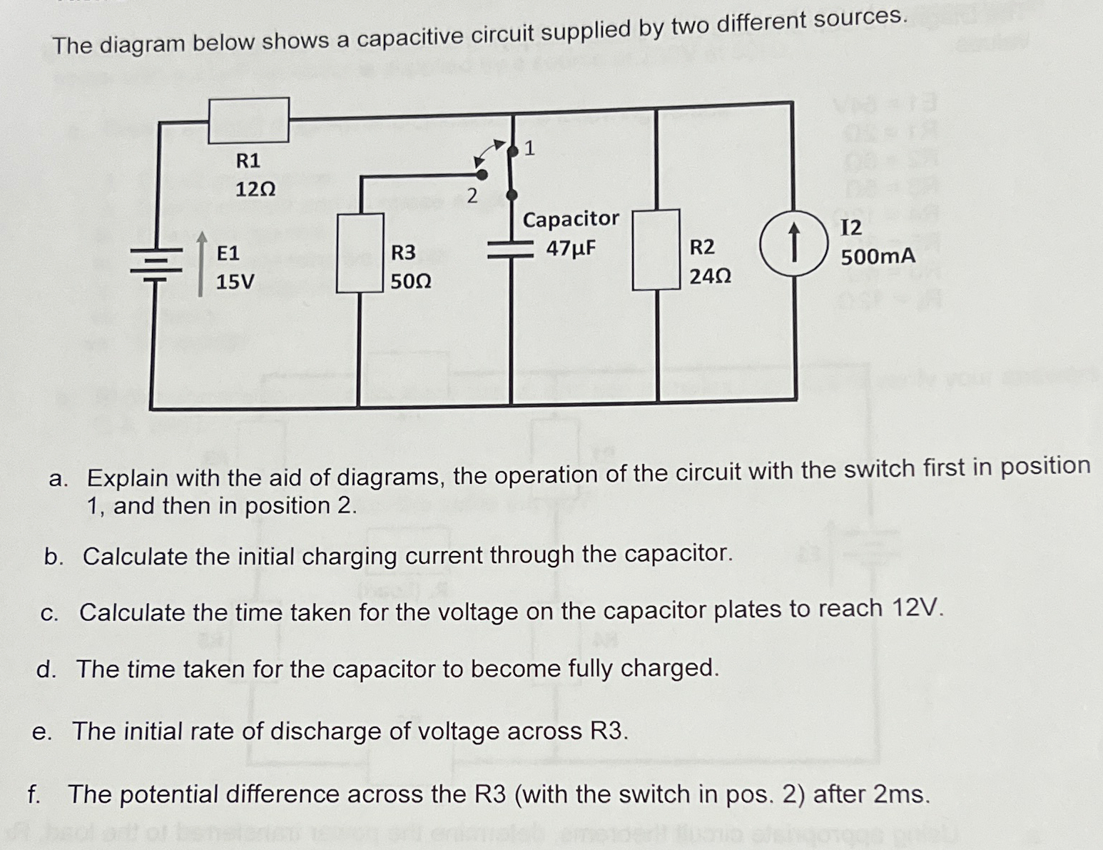 Solved The diagram below shows a capacitive circuit supplied | Chegg.com