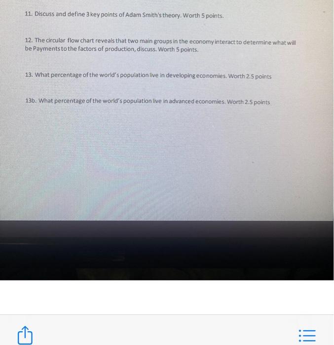 Solved 11. Discuss and define 3 key points of Adam Smith's | Chegg.com