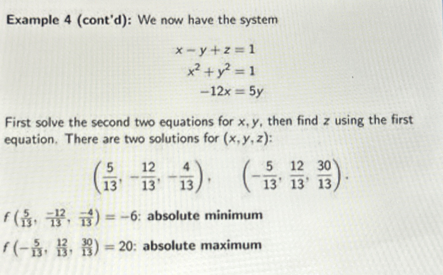 Solved Example 4 (cont'd): We now have the | Chegg.com