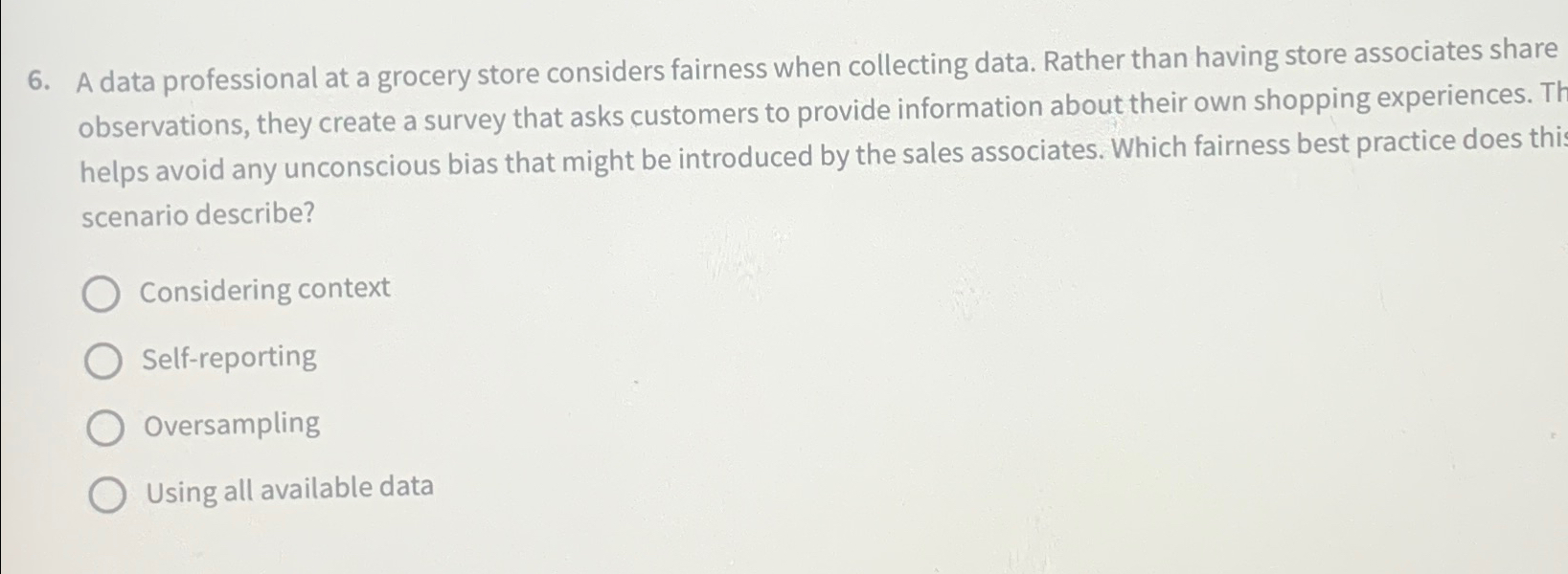 Solved A data professional at a grocery store considers | Chegg.com