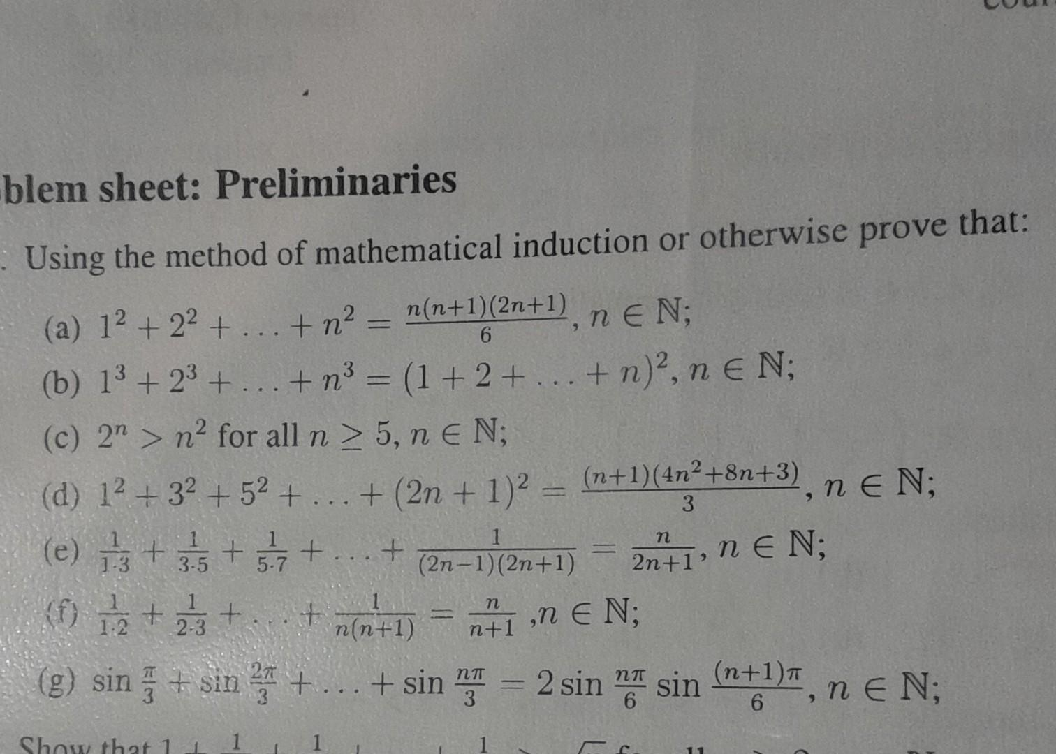 Solved blem sheet: Preliminaries Using the method of | Chegg.com