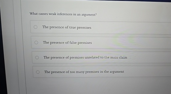 What causes weak inferences in an argument?The | Chegg.com