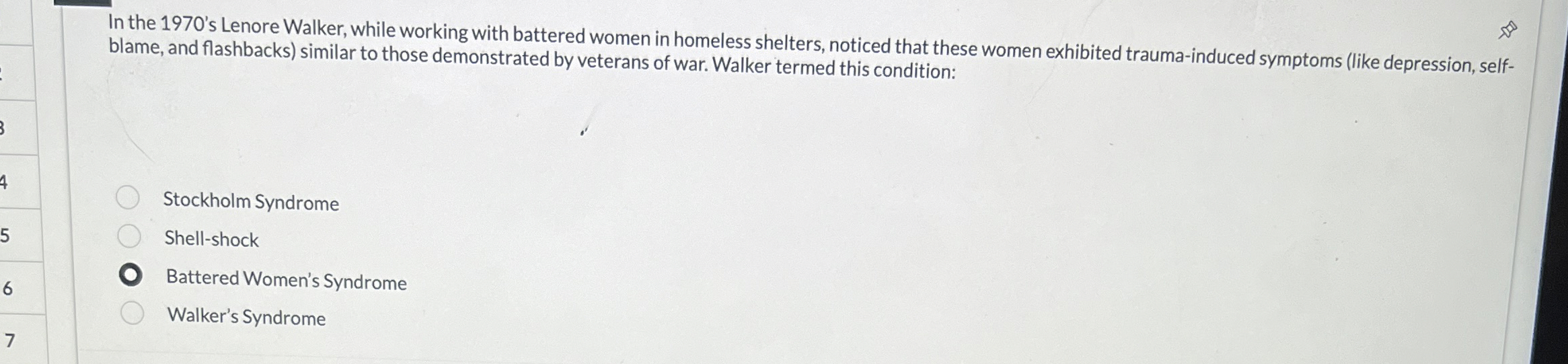 Solved In the 1970's Lenore Walker, while working with | Chegg.com