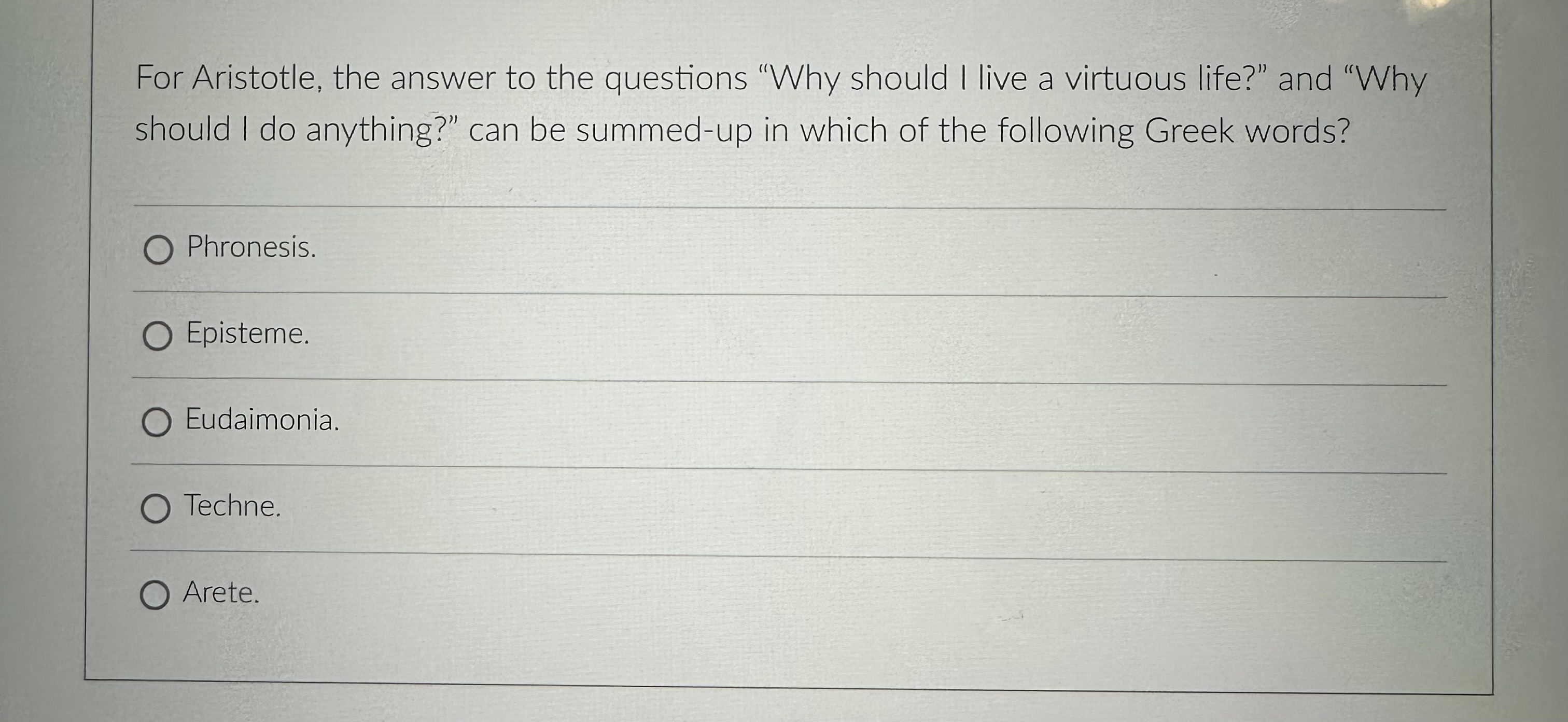 Solved For Aristotle, the answer to the questions "Why | Chegg.com