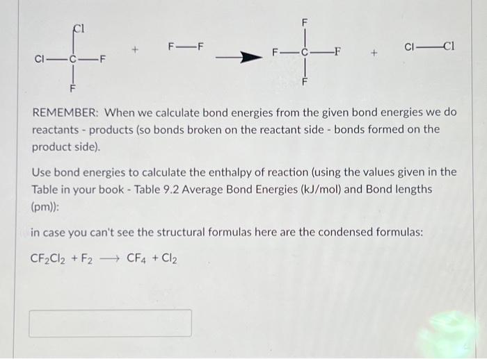 Solved CI- T -F F-F + CI-C1 REMEMBER: When we calculate bond | Chegg.com