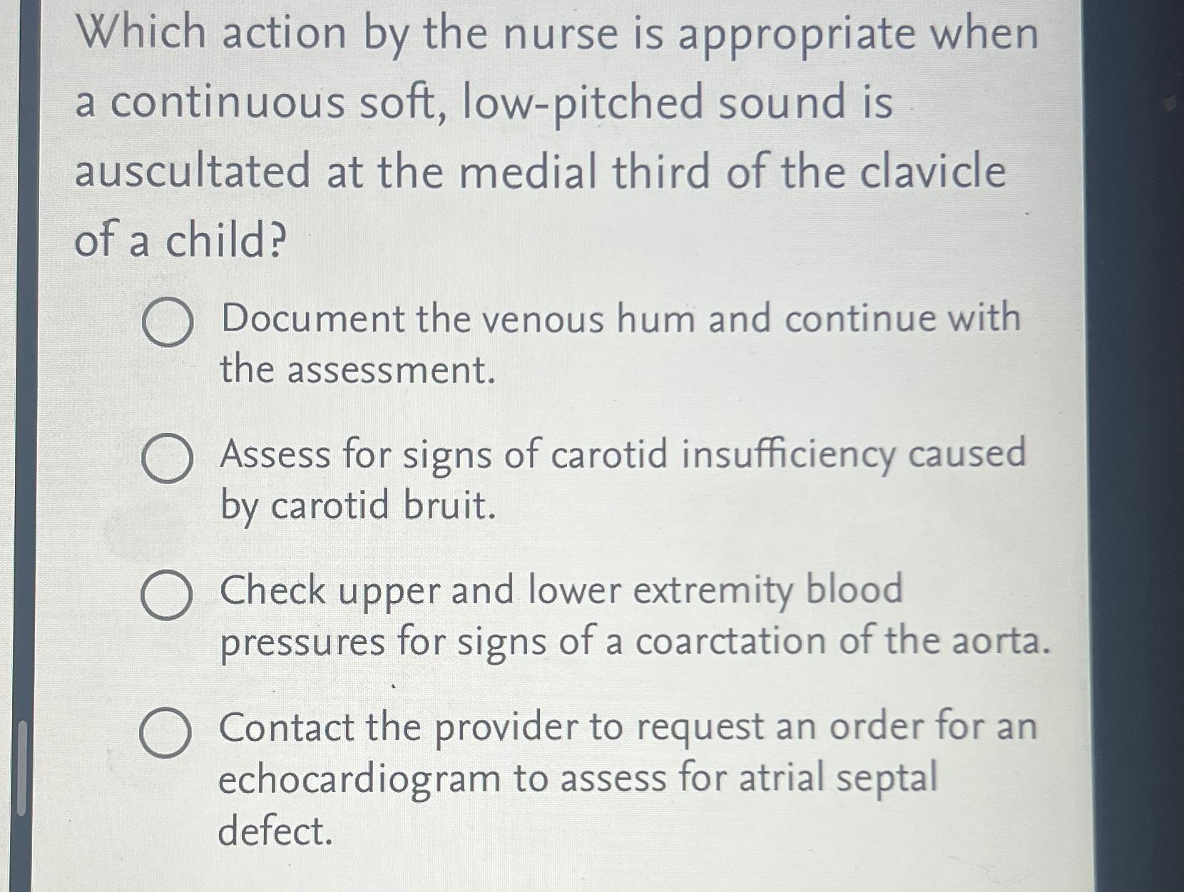 Solved Which action by the nurse is appropriate when a | Chegg.com