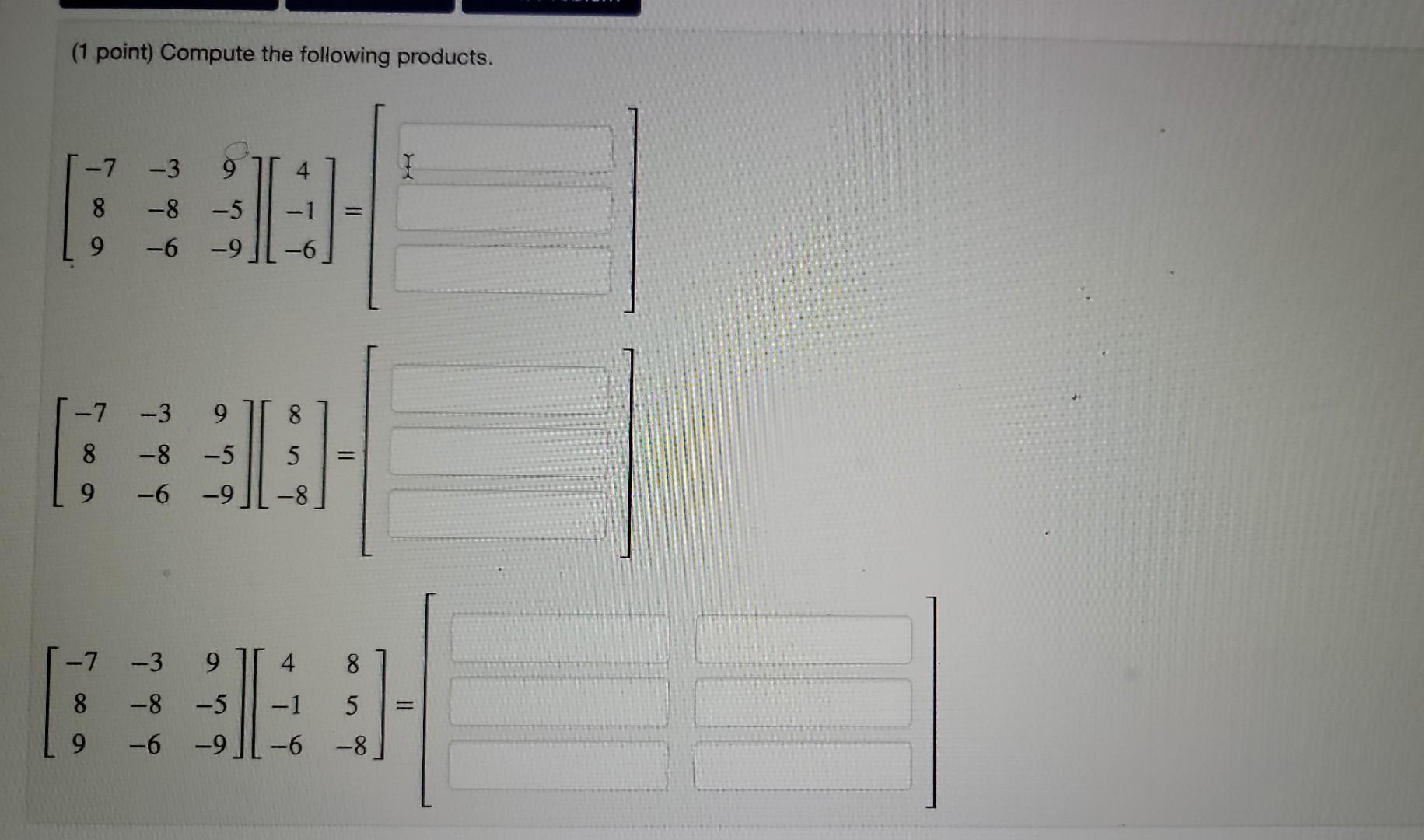 Solved (1 point) If A=⎣⎡32−41−312−1−2⎦⎤ and | Chegg.com