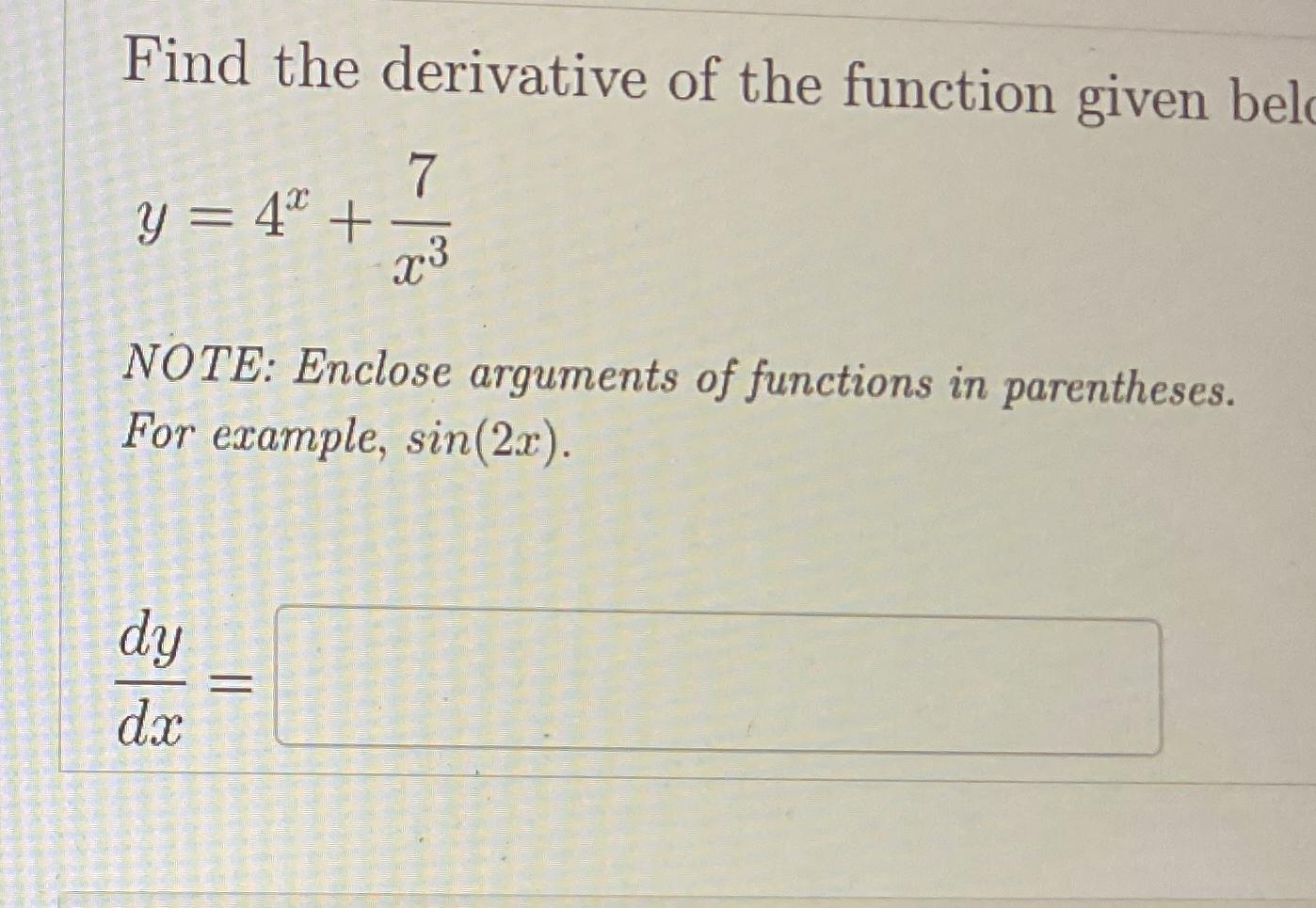 Solved Find the derivative of the function given | Chegg.com