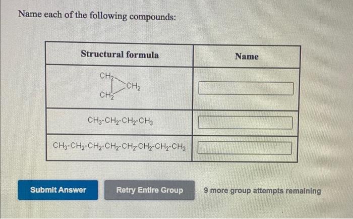 Solved Name the following groups. CH3 — group | Chegg.com