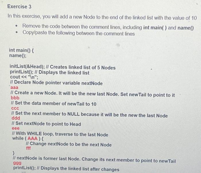Solved Exercise 3 In this exercise, you will add a new Node | Chegg.com