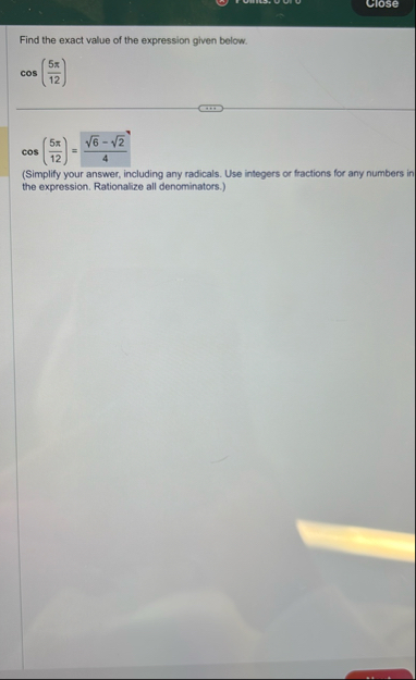 Solved Find the exact value of the expression given | Chegg.com